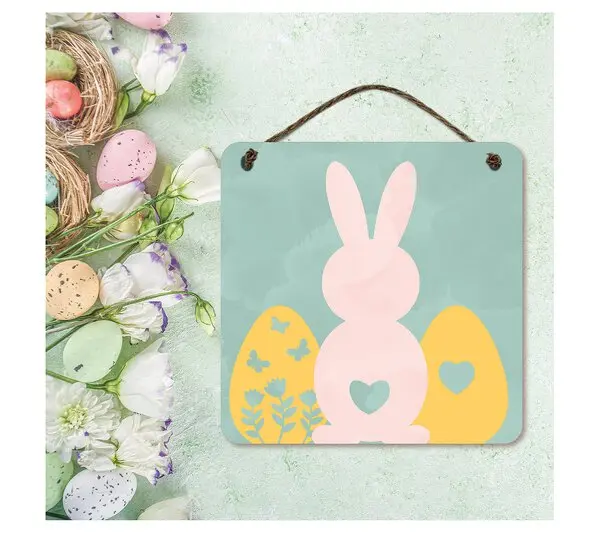 COURTSIDE MARKET Bunny Silhouette Ii 15x15 Artb Oard With Twine