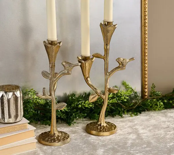 HOME REFLECTIONS Set Of 2 Woodland Dream Candle Holders