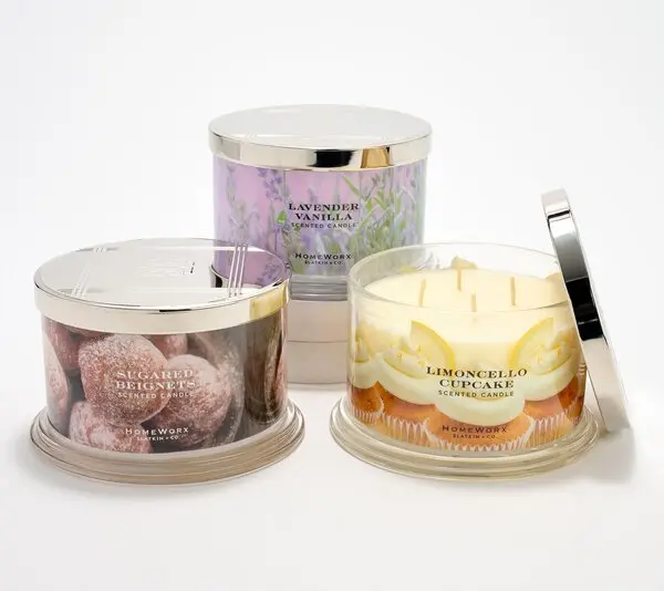 HOMEWORX BY SLATKIN + CO. Set Of 3 18oz Candles