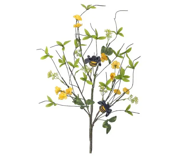 VALERIE PARR HILL 30' Spring Wildflower With Ribbon Bee Spray Valerie