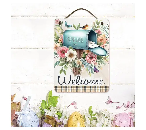 COURTSIDE MARKET Mailbox, Welcome Spring 12x16 Artboard With T