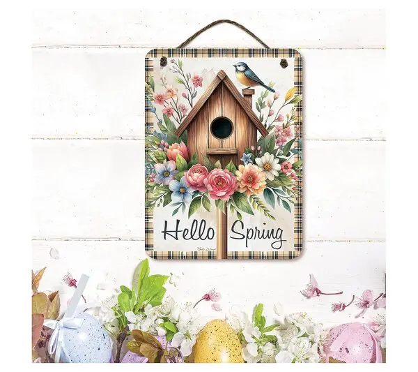 COURTSIDE MARKET Birdhouse, Hello Spring 12x16 Artboard With T