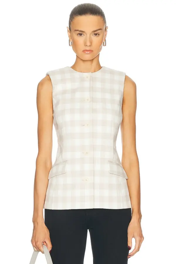 Simkhai Calliope Vest - Sand Gingham