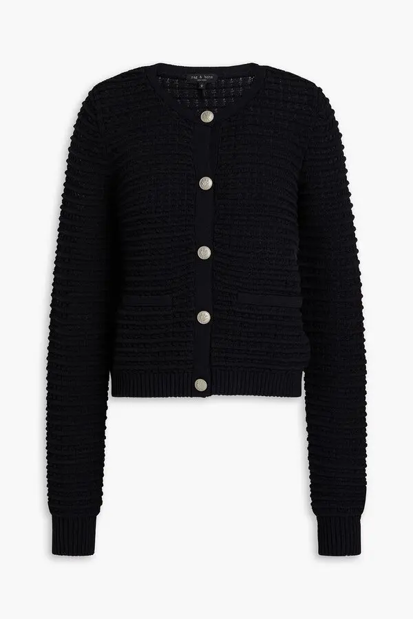 Rag & Bone Marlee Pointelle-knit Cotton-blend Cardigan - Black