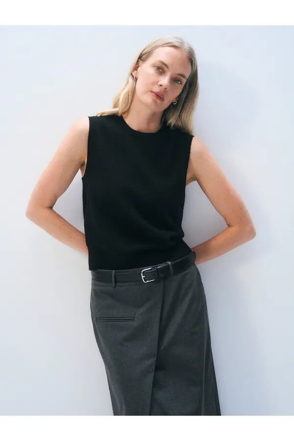 WHITE & WARREN Cashmere Shell Tank Top - Black