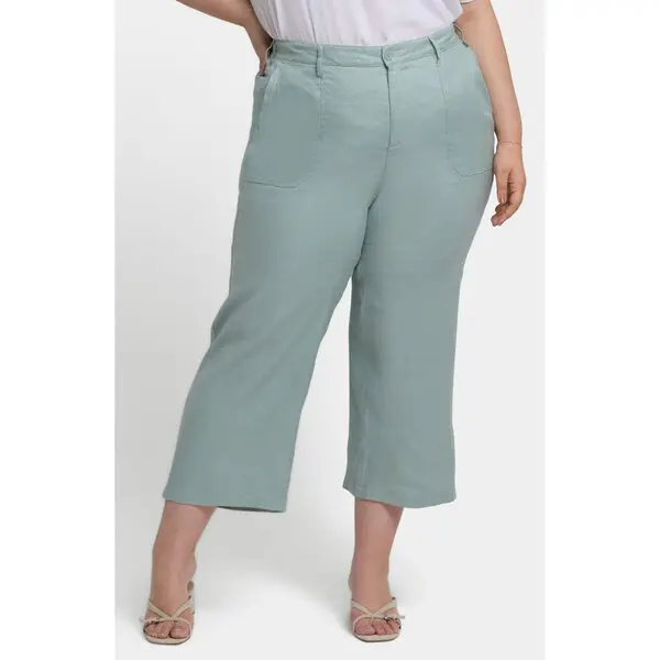 NYDJ Crop Wide Leg Linen-blend Utility Pants - Tomatillo