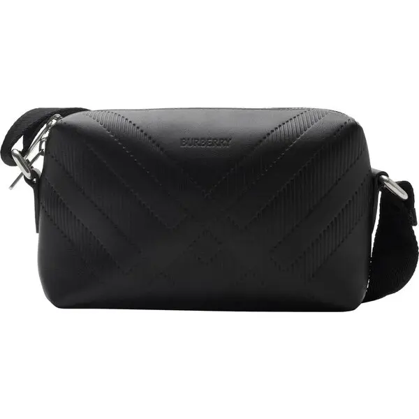 Burberry Mini Embossed Check Leather Crossbody Bag