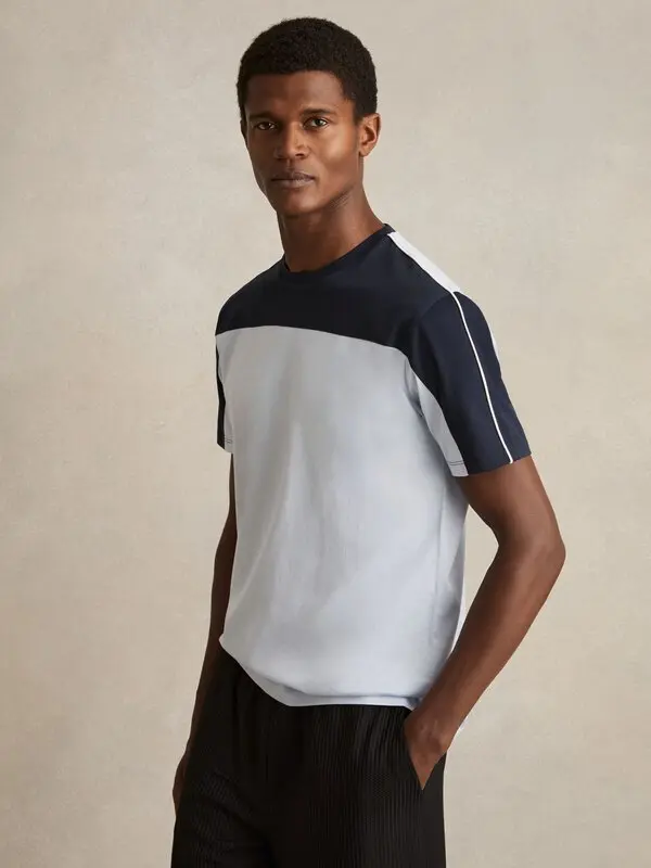 REISS Otis Mercerised-cotton Colour-block T-shirt