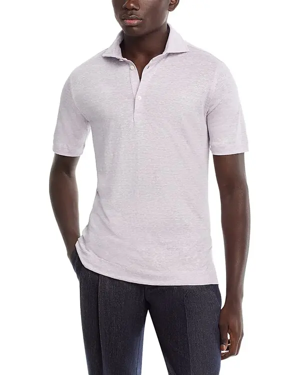 MAURIZIO BALDASSARI Wool & Linen Melange Jersey Polo - Lavender