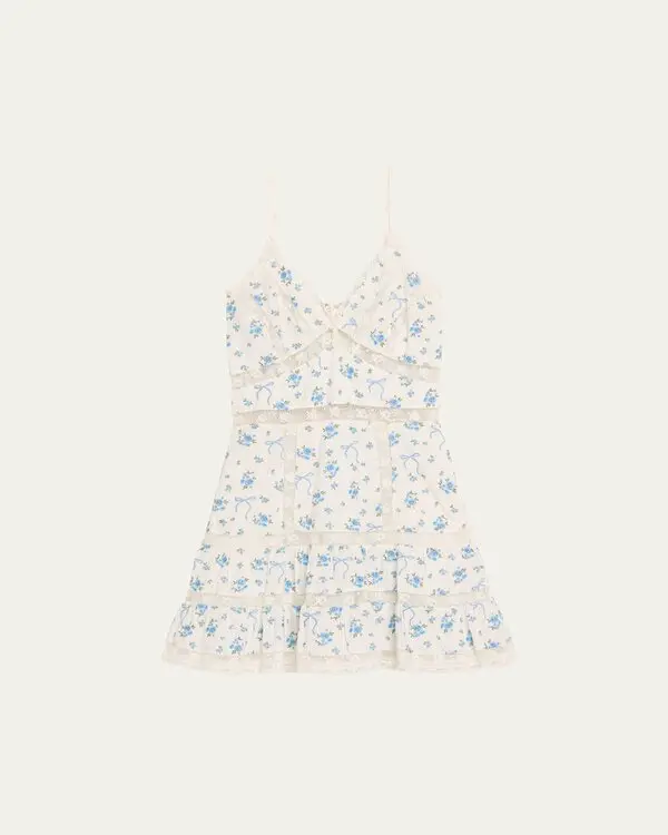 LoveShackFancy Solbina Lace-trim Mini Dress - Aegean Blue