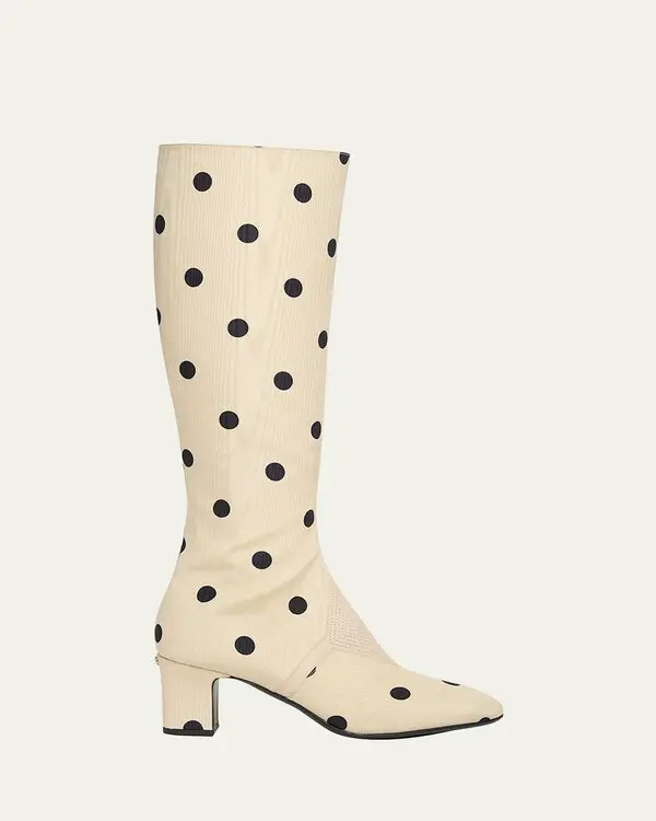 Valentino Garavani Equivoque Tall Polka Dot Boots - Burro-nero/crema