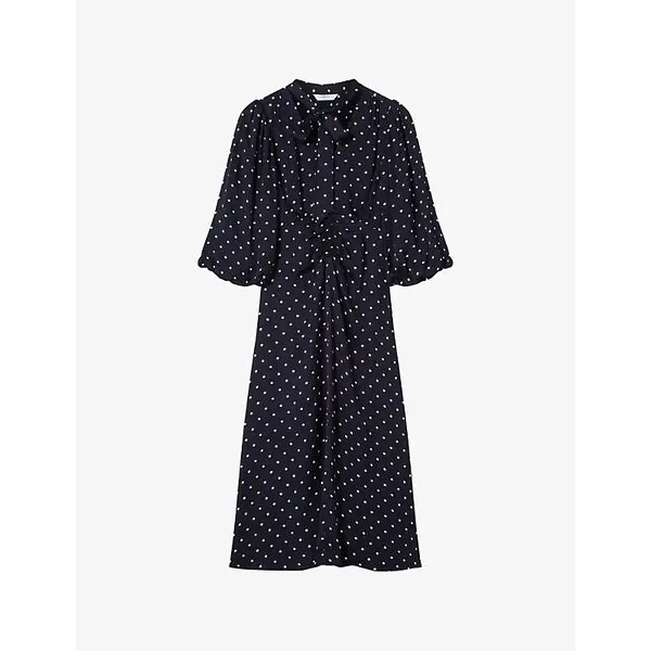 Lk Bennett Hester Tie-Neck Midi Dress Mul-Navy/Ivory Editorialist