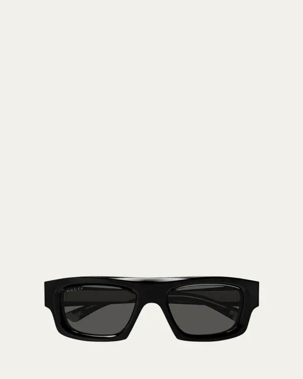Gucci Rectangle Acetate Sunglasses - Shiny Black