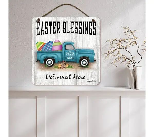 COURTSIDE MARKET Easter Blessings Ii 15x15 Artb Oard With Twine