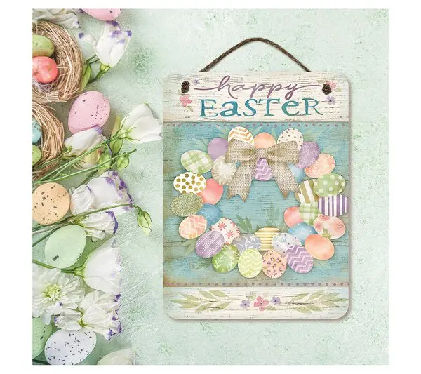 COURTSIDE MARKET Easter Egg Wreath 12x16 Artboa Rd With Twine