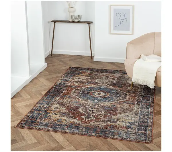 OX BAY TRADING CO. Ox Bay Distressed Medallion Polyester Indoor Ru G, 7'9' X 9'9