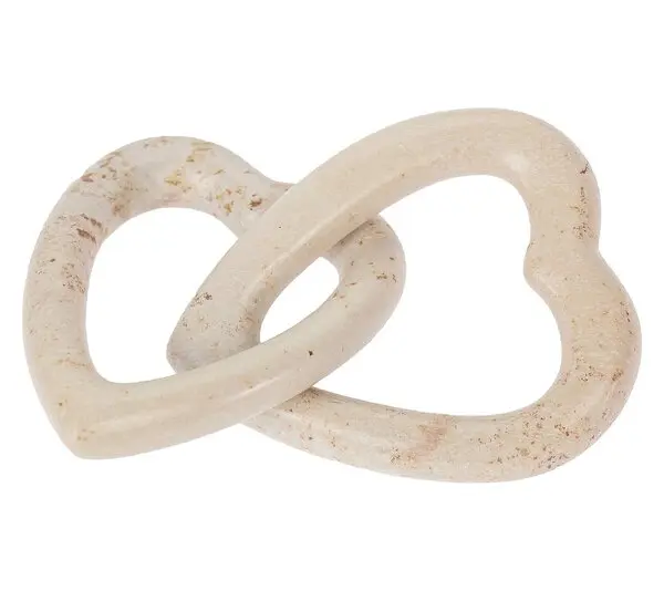 GLOBAL CRAFTS S/2 Soapstone Carved Double Twine Hearts