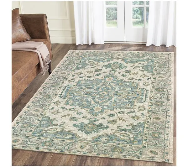 OX BAY TRADING CO. Ox Bay Classic Bordered Medallion Wool Indoor R Ug, 5' X 7'9