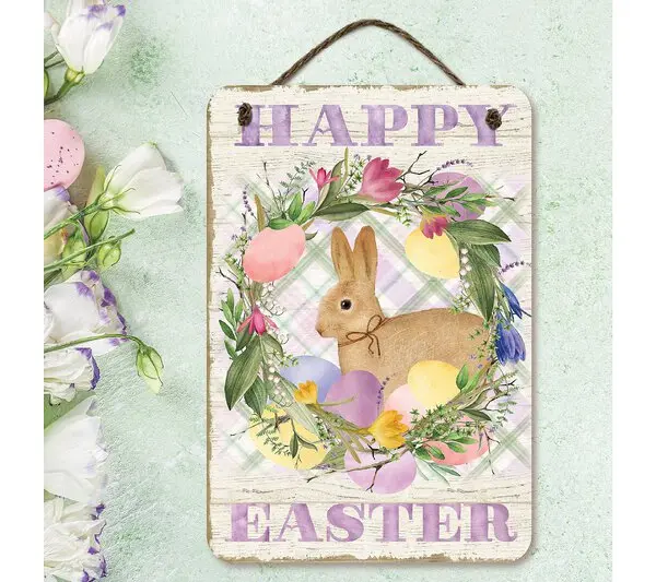 COURTSIDE MARKET Easter Wreath Eggs 12x16 Artb Oard With Twine