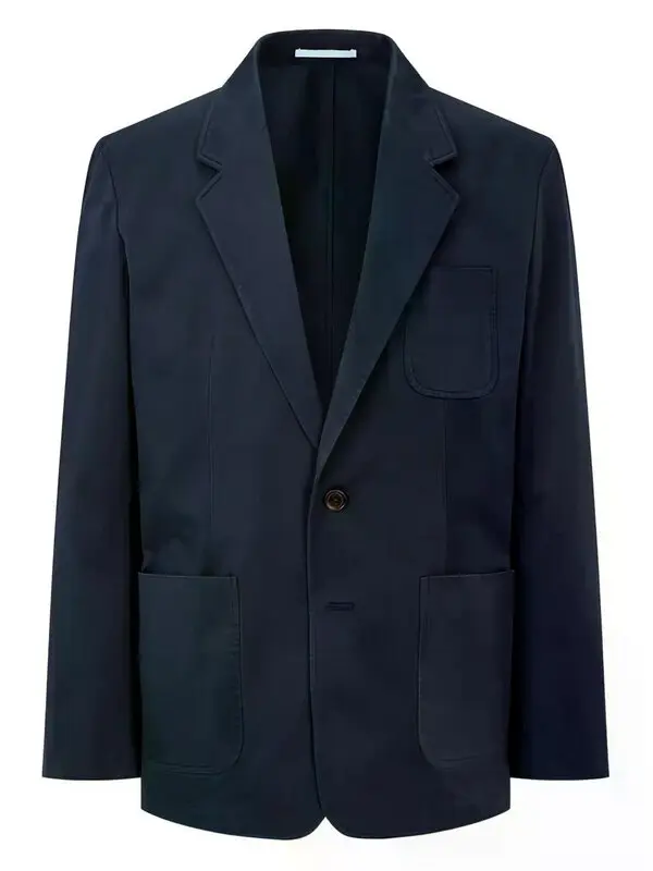 MAN ON THE BOON. On The Boon Cotton Single-breasted Blazer - Blue