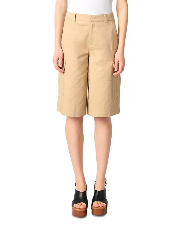 Maje Cotton Bermuda Shorts - Beige
