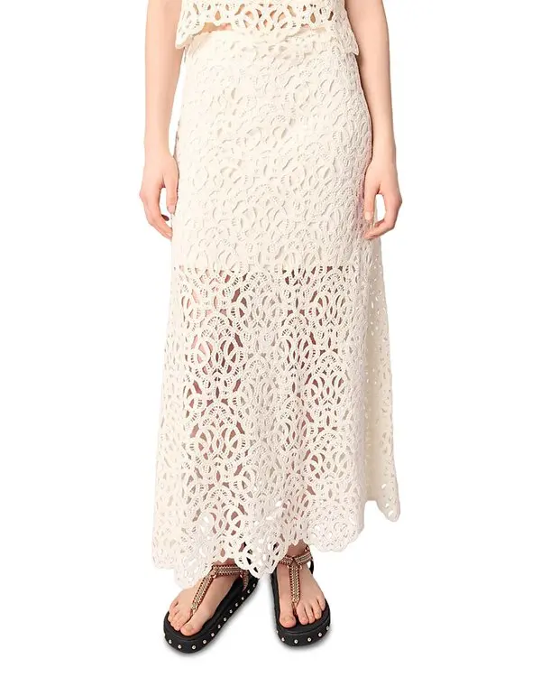 Maje Long Crochet Skirt - Ecru