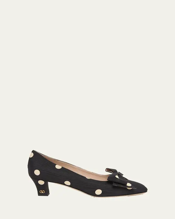 Valentino Garavani Polka Dot Silk Pumps With Bow