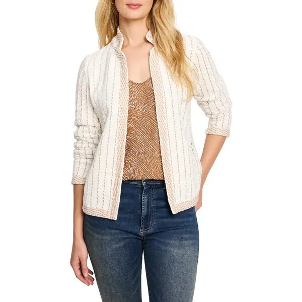 NIC+ZOE Notch Collar Stripe Knit Jacket