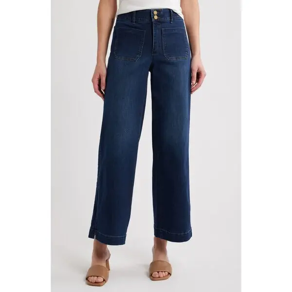 Wit & Wisdom Emma Patch Pocket Wide Leg Jeans - Indigo