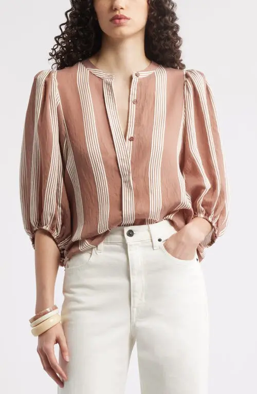 Nordstrom Striped Puff-shoulder Shirt