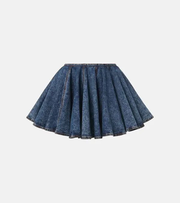 Alaïa Pleated Denim Miniskirt - Blue