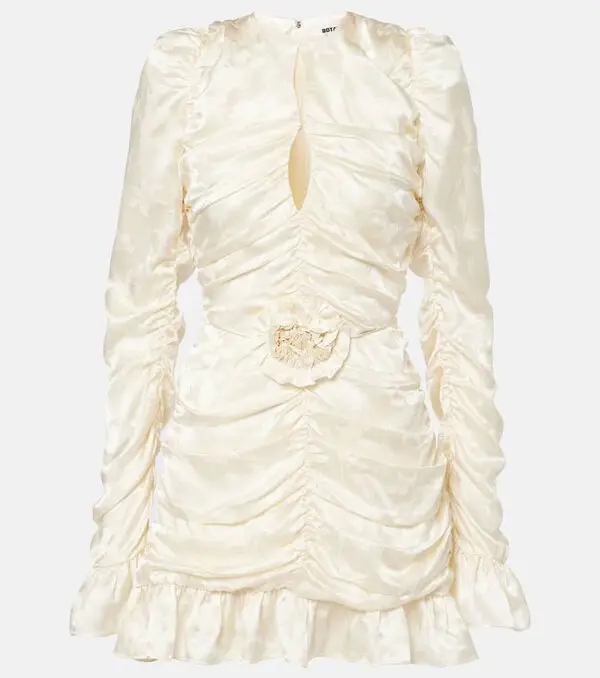 Remain Birger Christensen Bridal Ruched Silk Satin Minidress