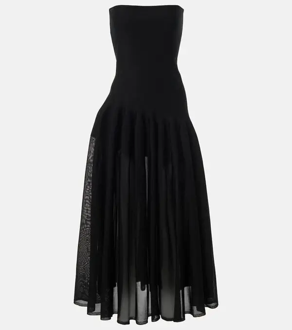 Alaïa Strapless Pleated Gown - Black
