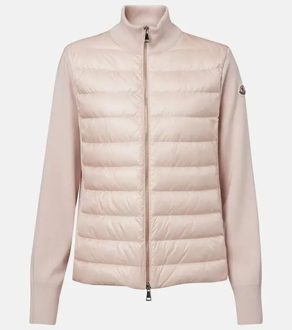 Moncler Down-paneled Virgin Wool Cardigan - Black