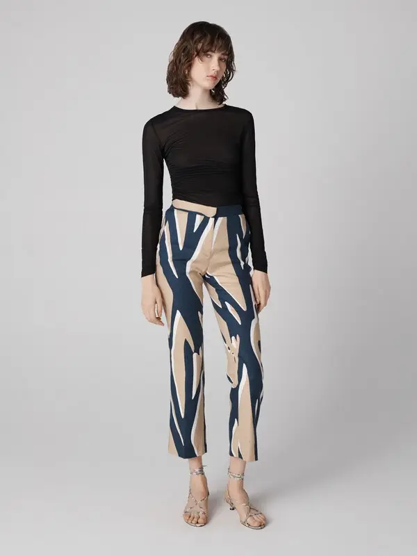 Diane Von Furstenberg Calliope Ankle Pants - Giant Shadow Twigs Beige