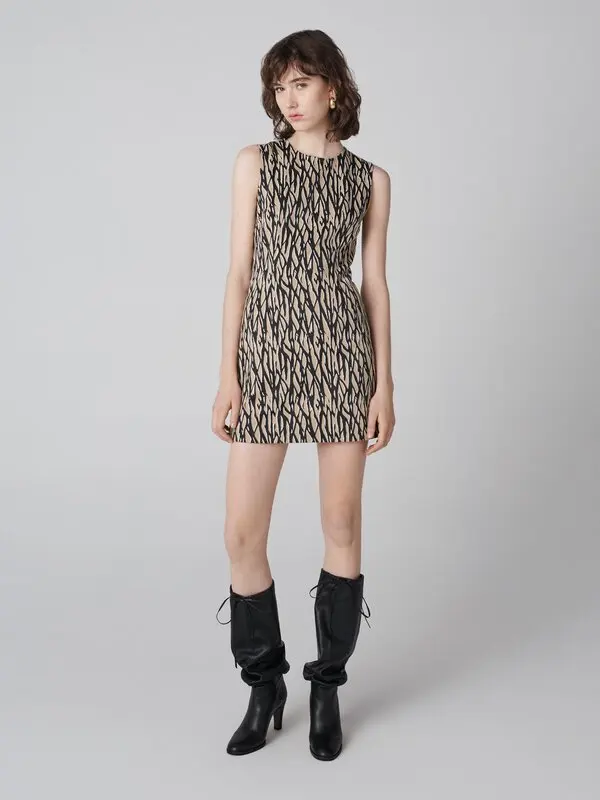 Diane Von Furstenberg Ruby Mini Dress - Tiny Shadow Twigs Warm Sand