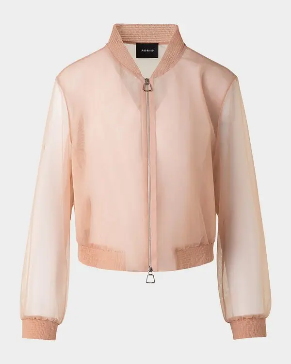 Akris Taide Techno Stretch Tulle Bomber Jacket