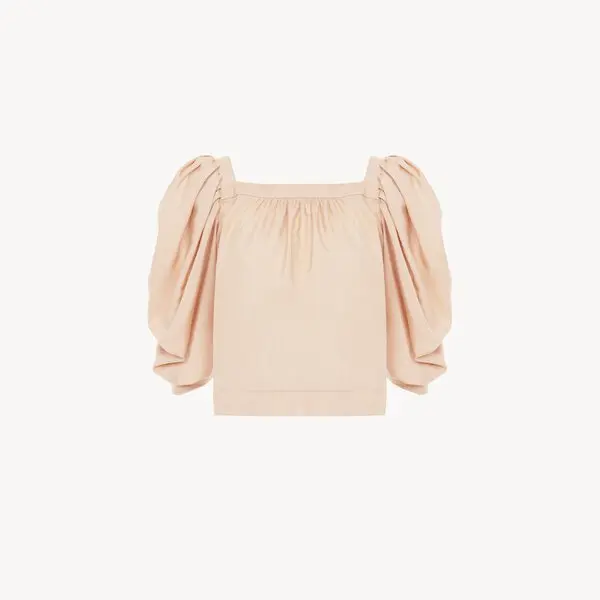 Chloé Puff-sleeve Silk Poplin Top - Pink
