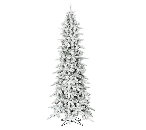 CHRISTMAS TIME 6.5-ft. Slim White Pine Flocked Christmas Tree