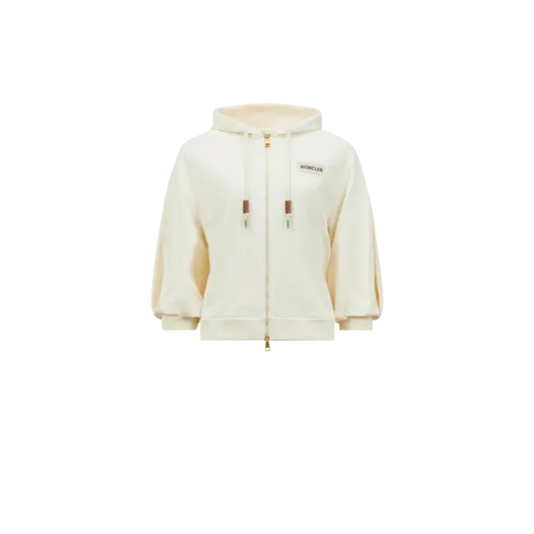 Moncler Cotton Zip-up Hoodie - White
