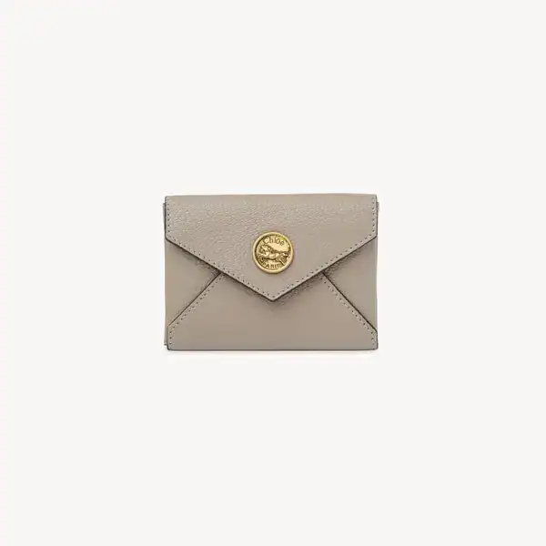Chloé Envelope Card Holder In Grained Leather - Grey | Editorialist