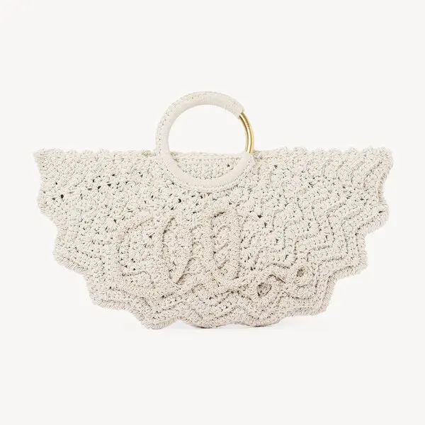 Chloé Small Bracelet Paravent Crochet Tote Bag - White