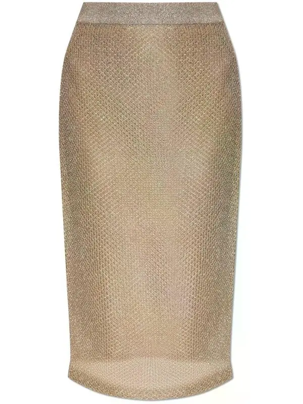 Tory Burch Metallic Midi Skirt - Neutrals