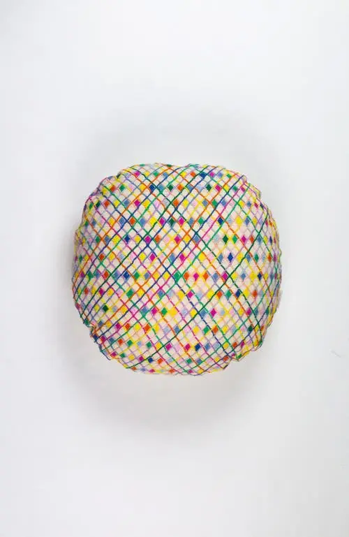ARCHIVE NEW YORK Cotzal Brocade Handwoven Cotton Circle Pillow