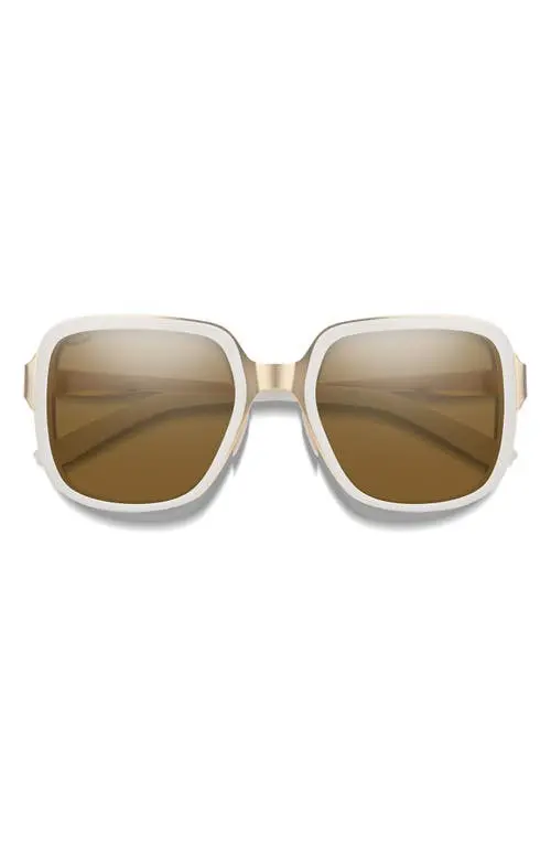 SMITH Aveline 55mm Chromapop™ Polarized Square Sunglasses - White Gold / Polarized Brown