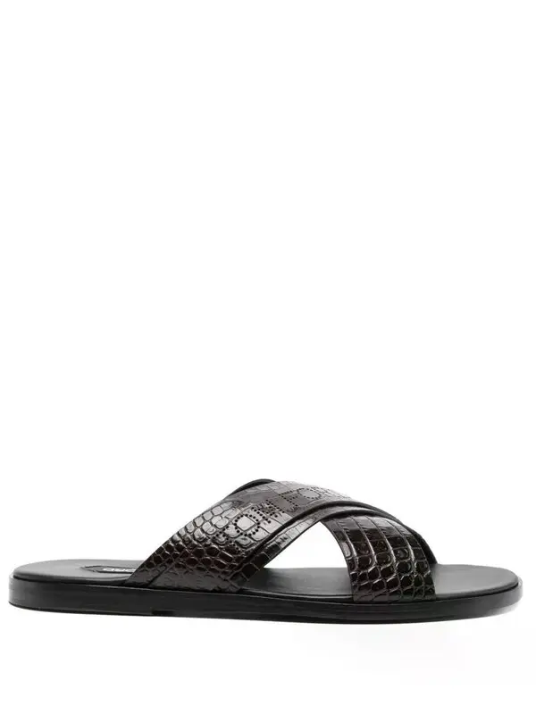 TOM FORD Leather Crossover Sandals - Brown