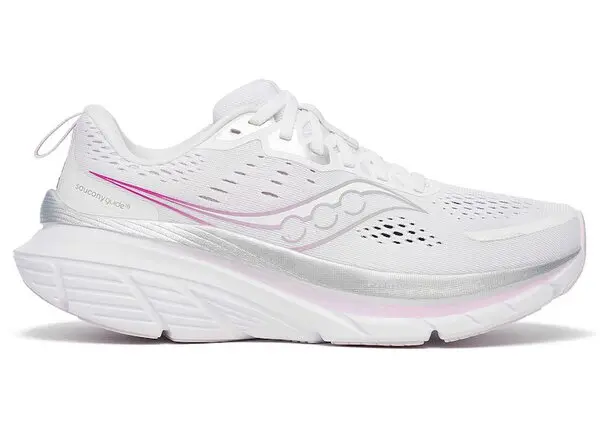 Saucony Guide 18 Athletic Sneakers - White/fuchsia