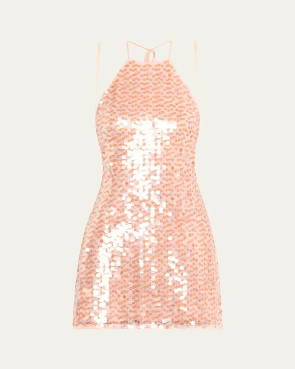 TOCCIN Micky Sequined Halter Shift Dress