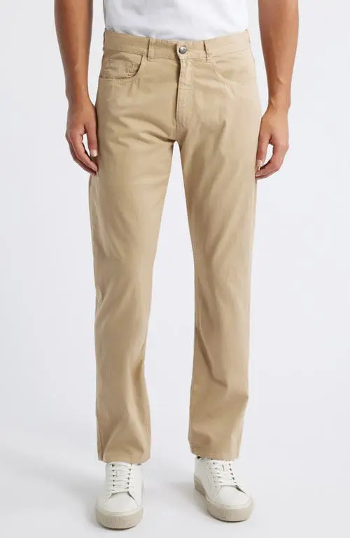 Canali Regular Fit 5-pocket Cotton Stretch Twill Pants - Beige