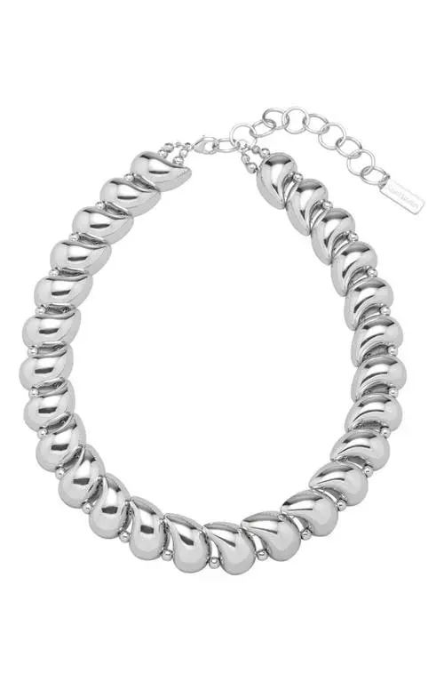 ST. MORAN Teardrop Beaded Statement Necklace - Silver